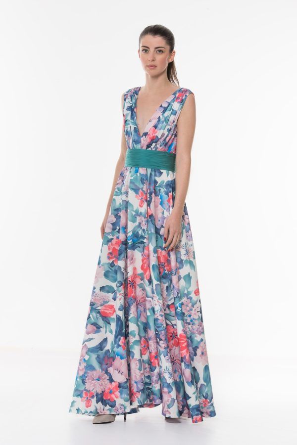 Vestido largo drapeado estampado. Claro Concepto Marca de moda
